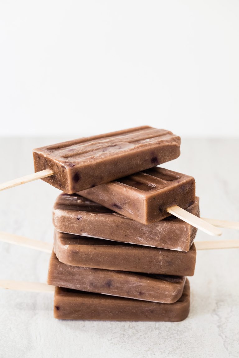 High protein chocolate cherry popsicles - Eat Good 4 Life